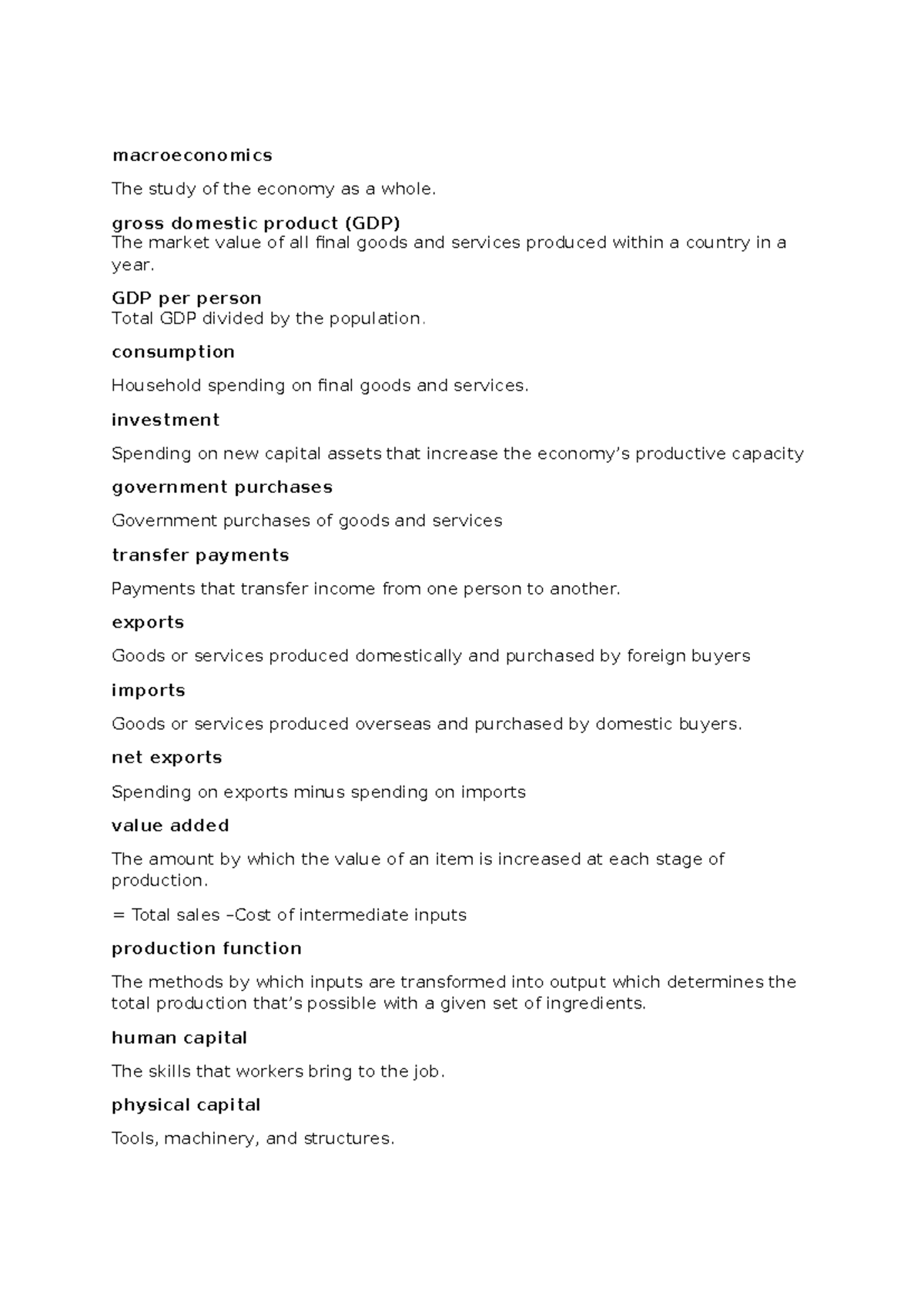 Macroeconomics Definitions: Key Concepts and Terms Explained - Studocu