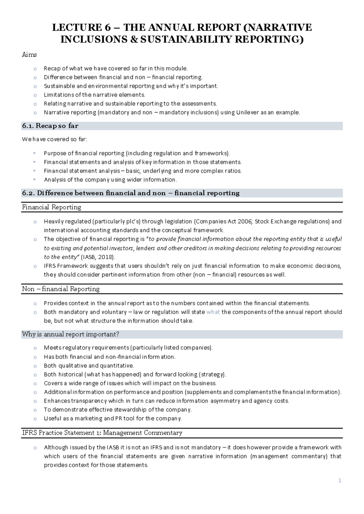 Lecture 6: Narrative & Sustainability Reporting - Seminar 7 Overview ...