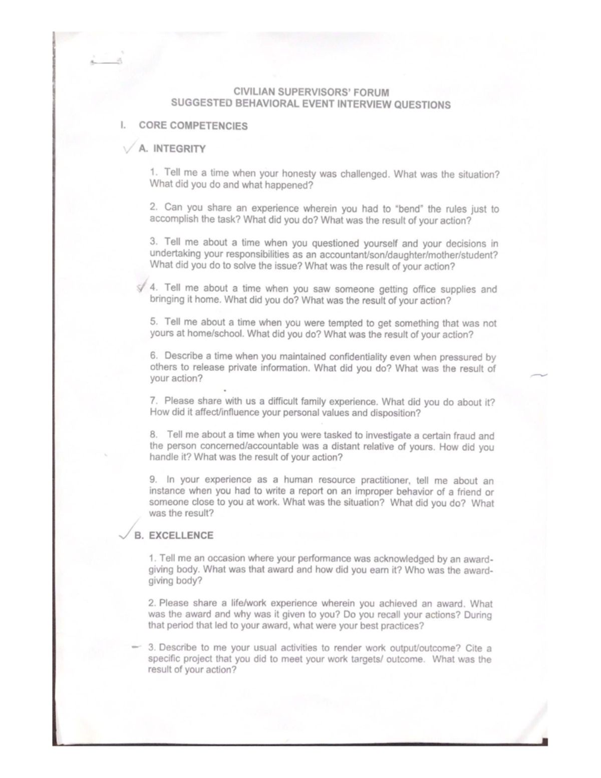 CIVILIAN FORUM BEHAVIORAL EVENT INTERVIEW QUESTIONS GUIDE - Studocu