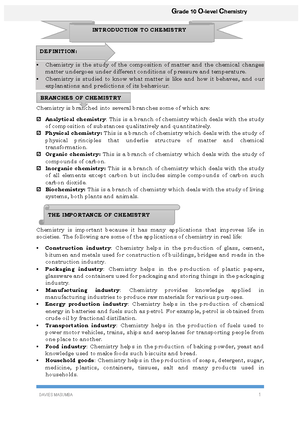 UNZA chemistry tutorial 2018 - THE UNIVERSITY OF ZAMBIA SCHOOL OF ...