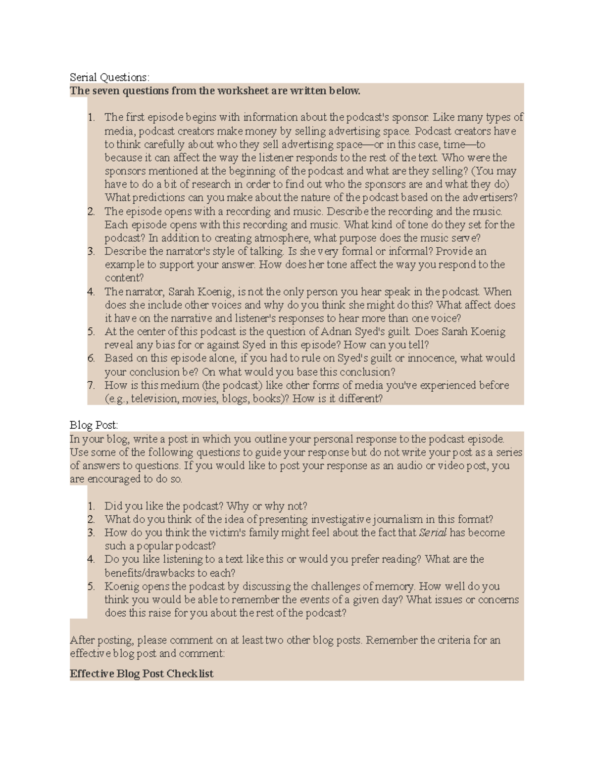 Unit 2 Activity 1 - Podcast Analysis and Personal Reflections - Studocu