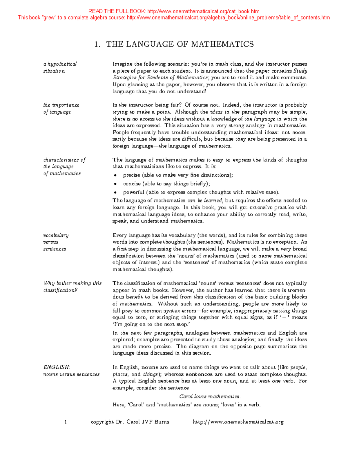 LANG1 - Understanding the Language of Mathematics: Key Concepts and ...