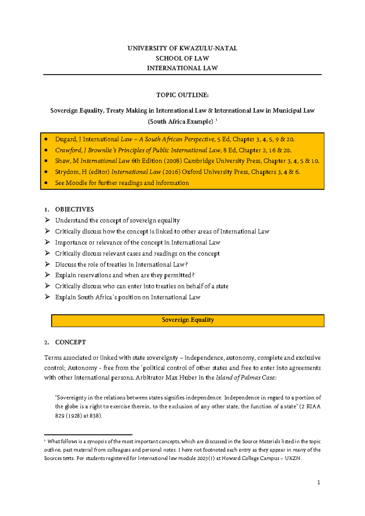 HC 2023 International Law: Sovereign Equality & Treaty Making Overview ...