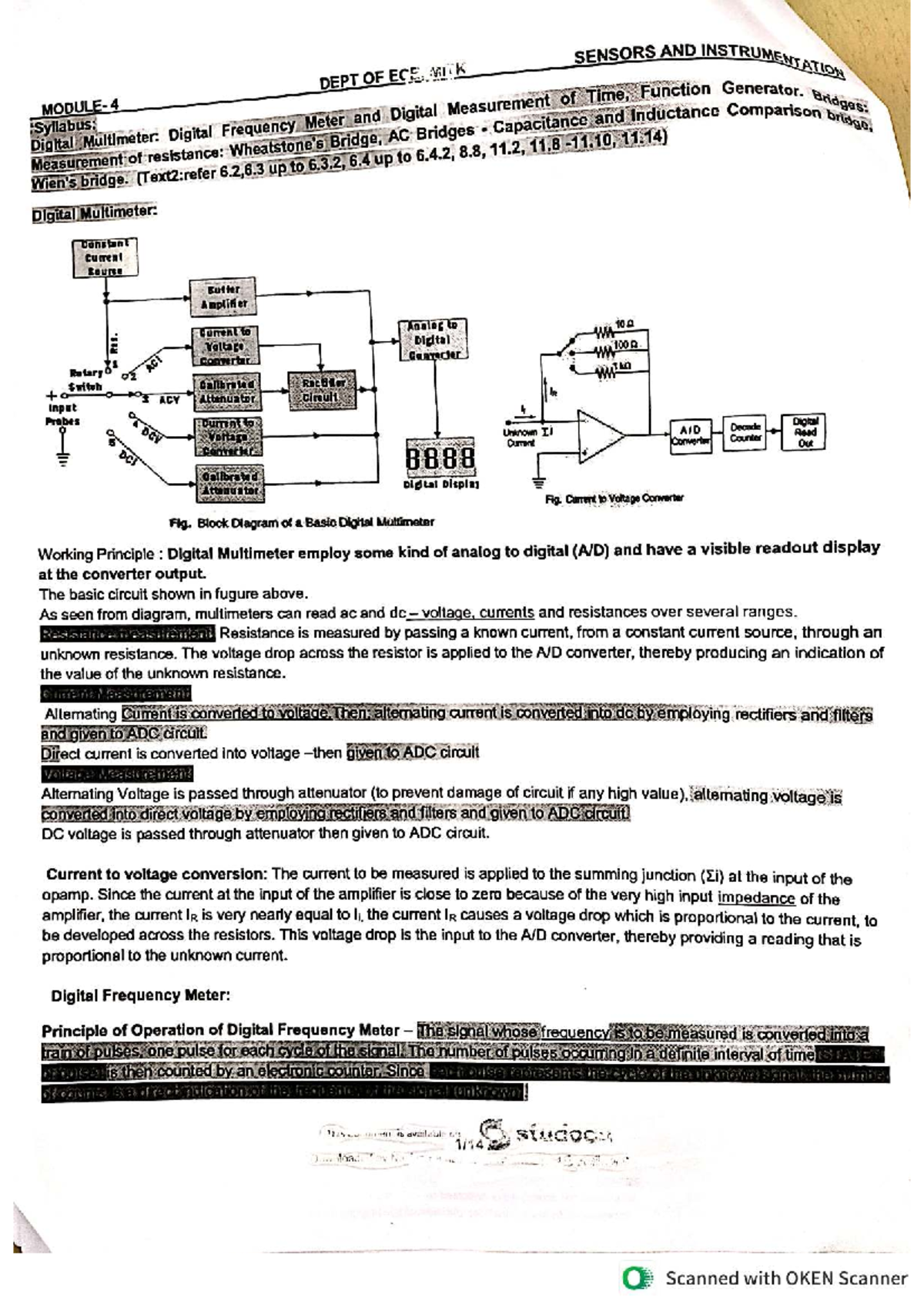 Digital Measurement Techniques in Sensors and Instrumentation (DEPT OF ...