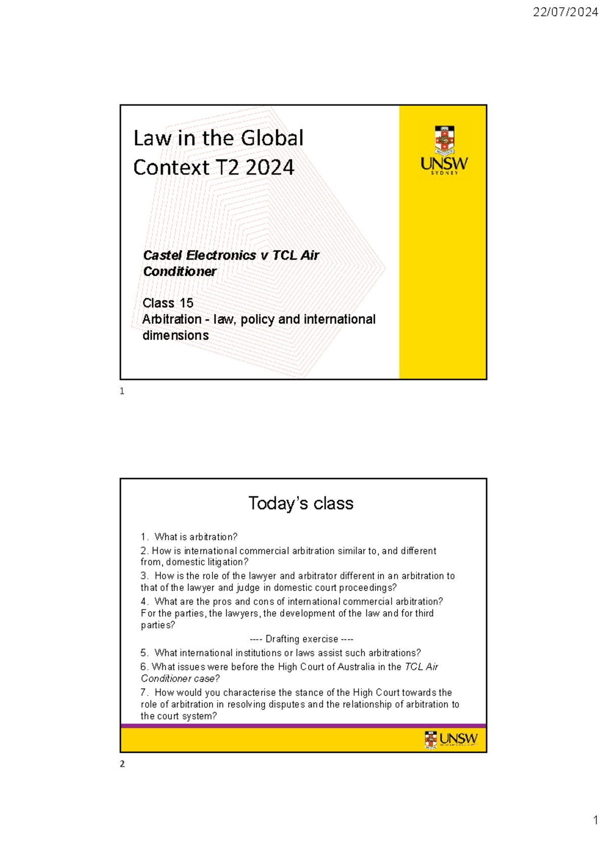 ST Class 15 - Castel Electronics v TCL Air: Key Insights for Lecture ...