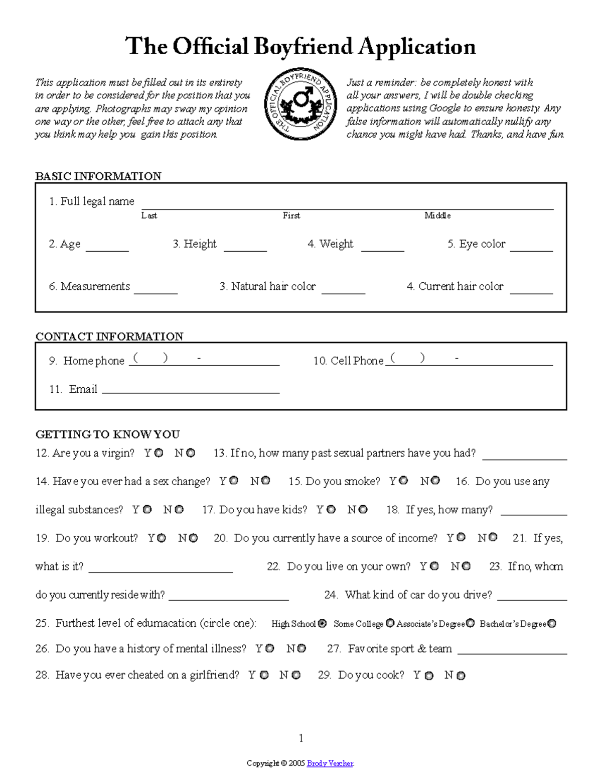 Official Boyfriend Application Form - Studocu