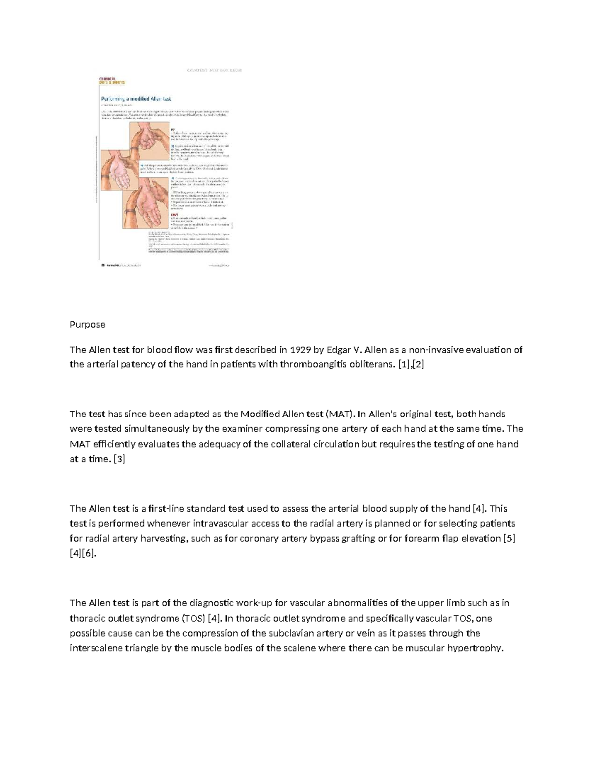 Modified Allen Test for Blood Flow Assessment - Studocu