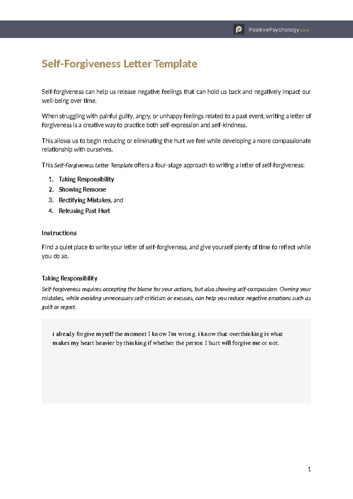 Self-Forgiveness Letter Template: A Guide to Compassionate Healing ...