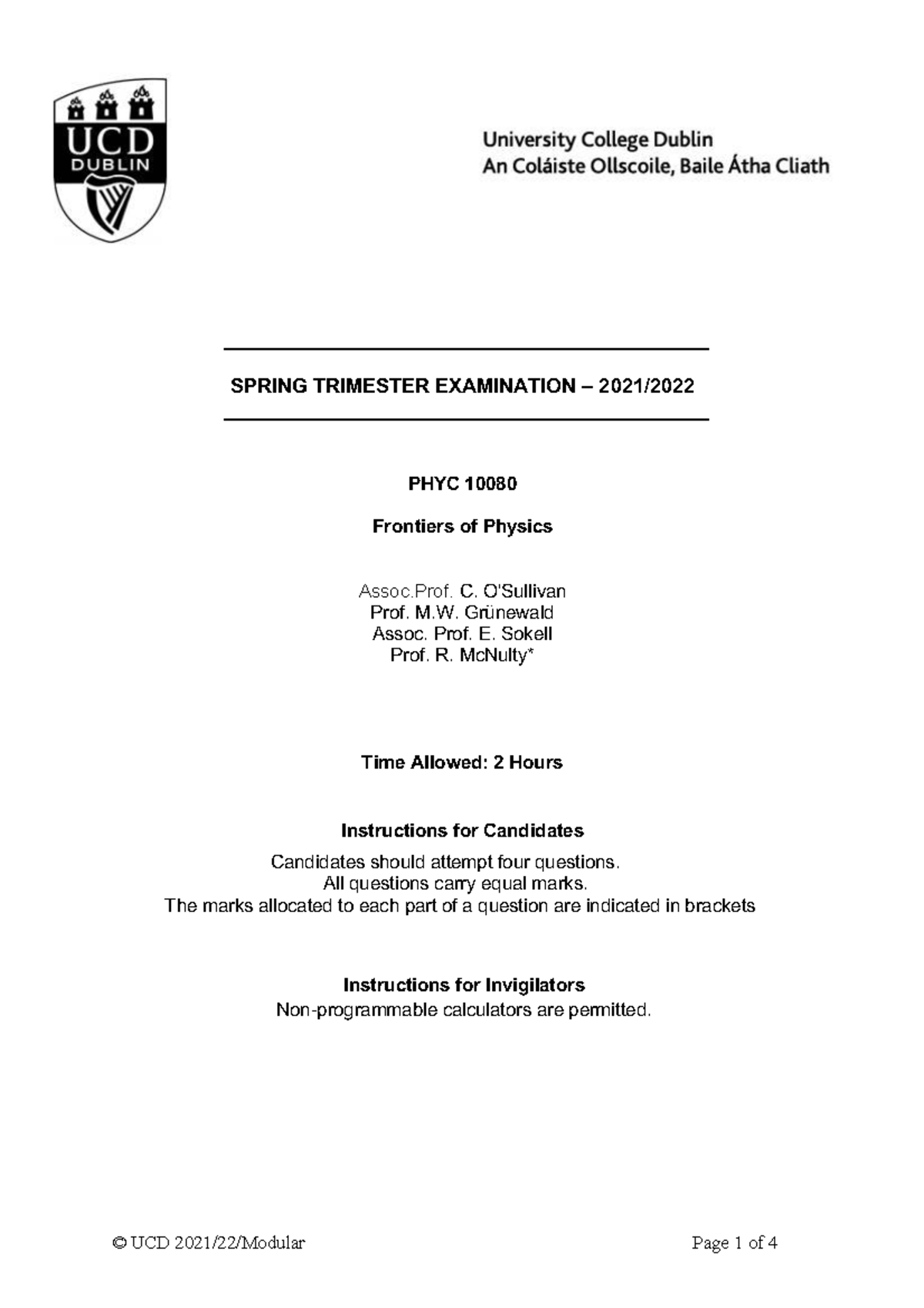 PHYC 10080 Spring Trimester Exam: Frontiers of Physics Insights - Studocu