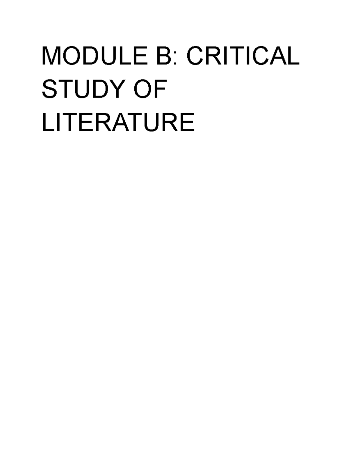 Module B: Critical Study of T.S. Eliot's Poetry - HSC Notes 2024 - Studocu
