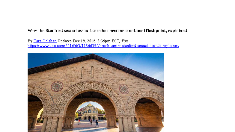 Stanford Case Study: The Brock Turner Sexual Assault Controversy - Studocu