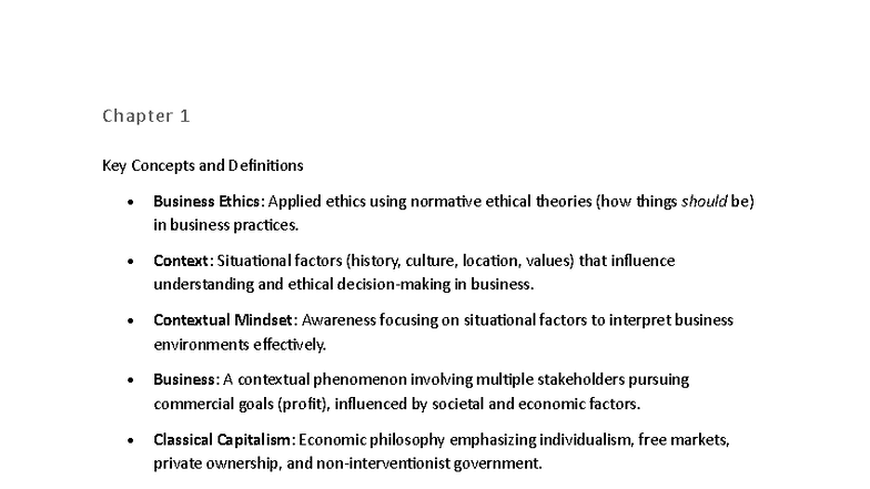 Business Ethics: Key Concepts and Contextual Understanding (BUS 101 ...