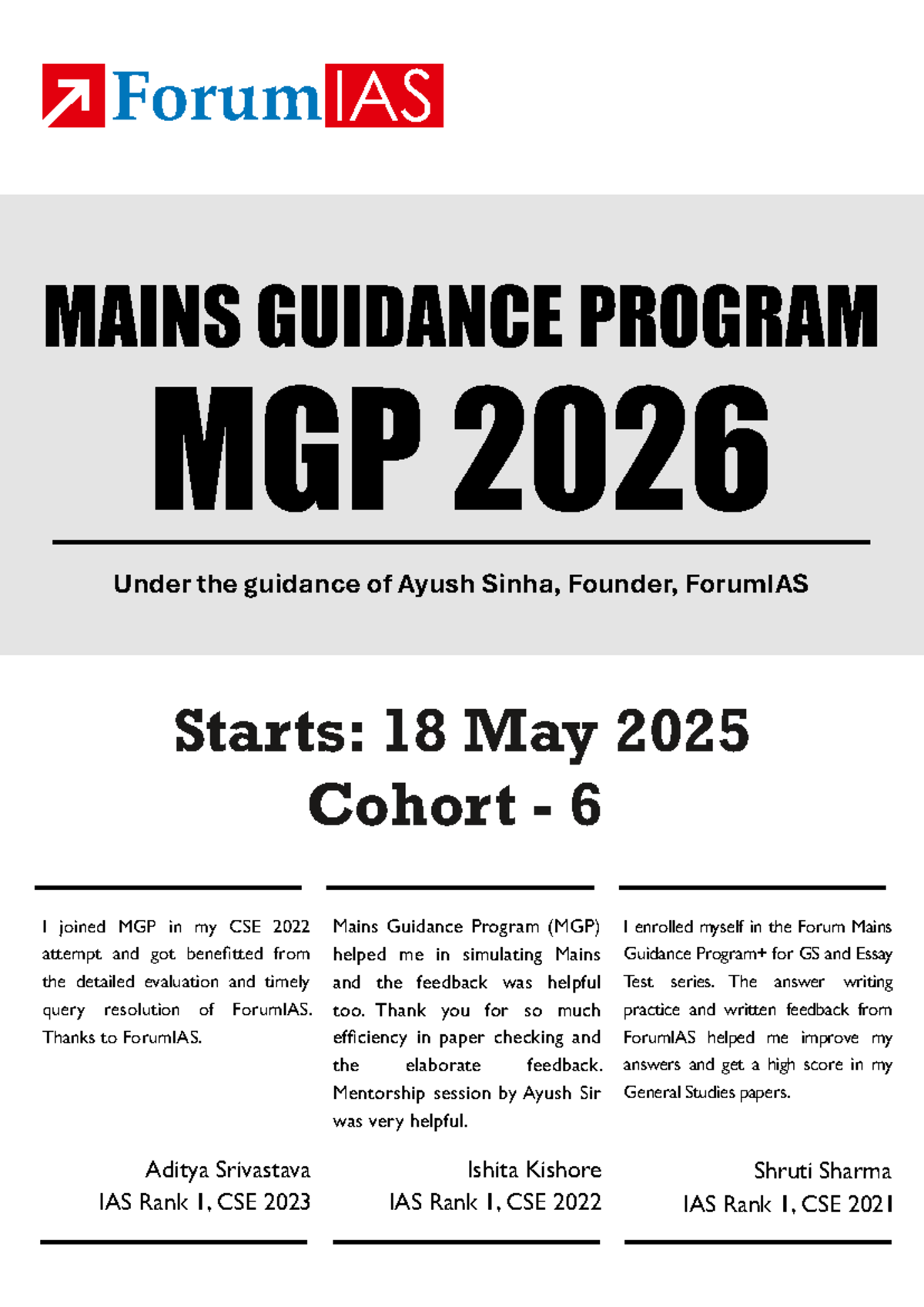 MGP 2026 Cohort 6: Comprehensive Guidance for Civil Services Aspirants ...
