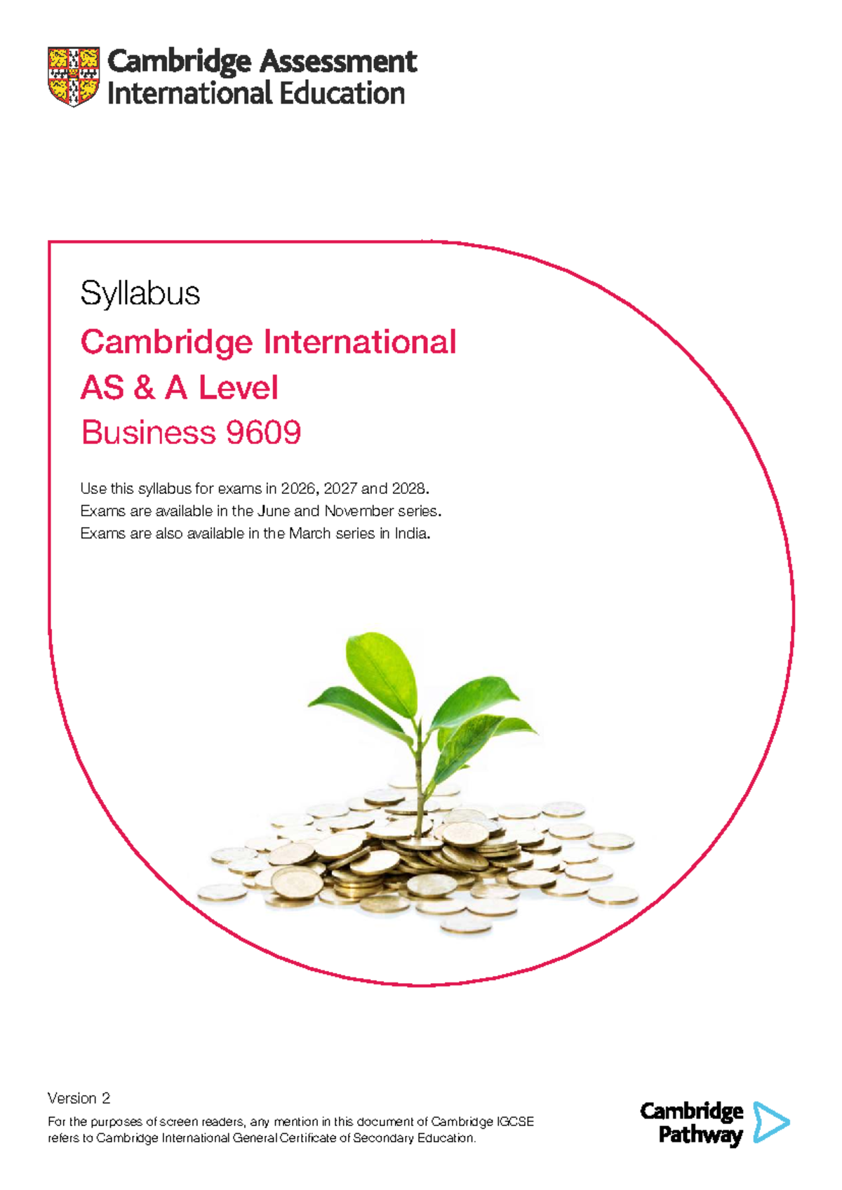 Cambridge International AS A Level Business 9609 Syllabus (2026-2028 ...