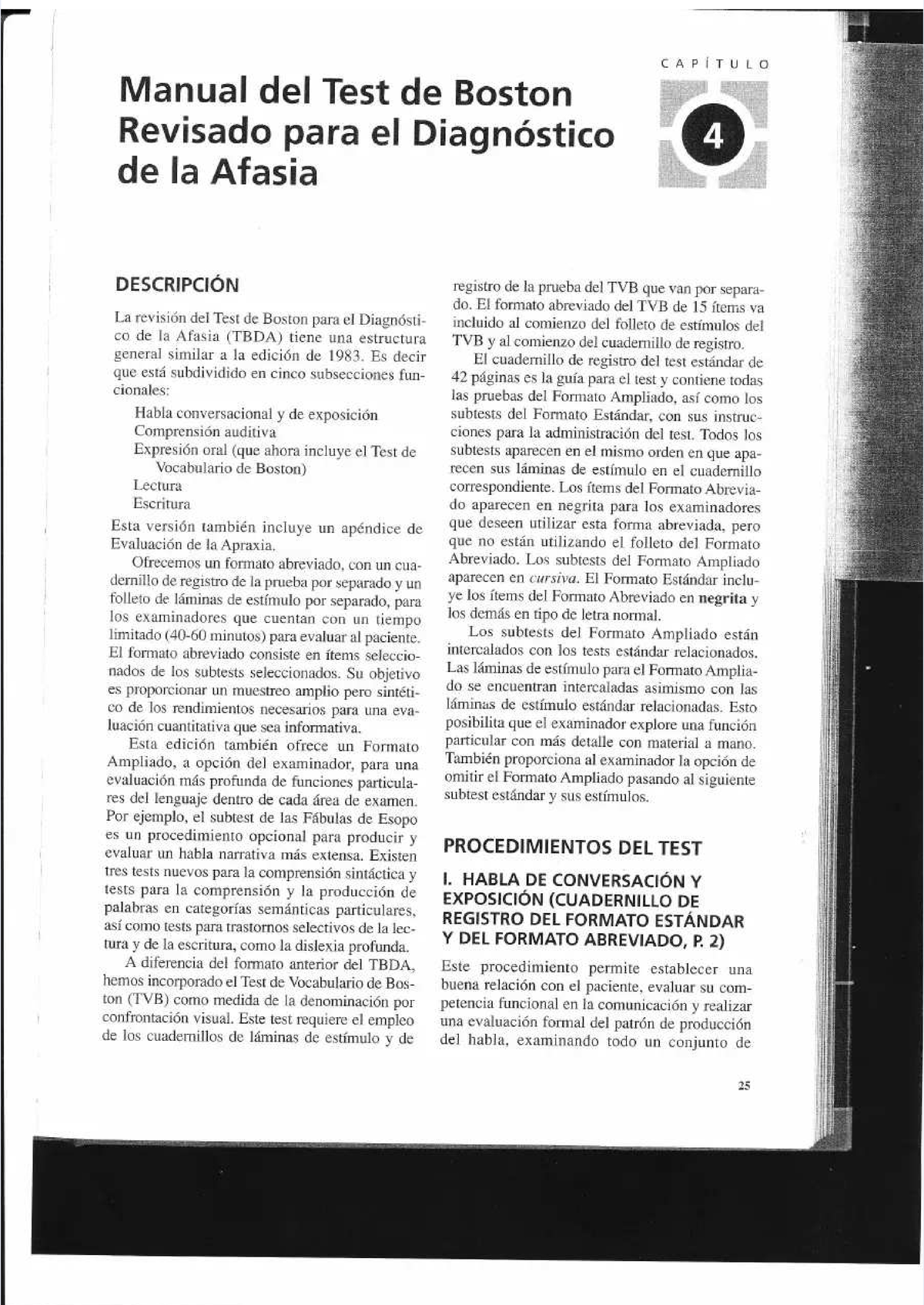 Manual Revisado del Test de Boston para Diagnóstico de Afasia (TBDA ...