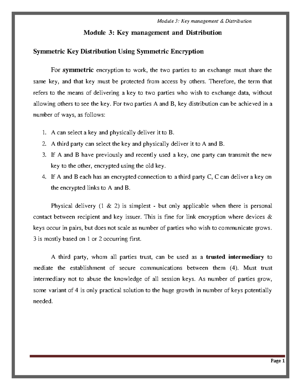 Module 3-2ND HALF 18cs744 - Module 3: Key management and Distribution ...