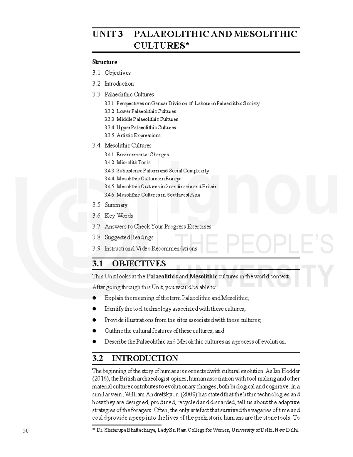 Unit-3 - Ignou notes - UNIT 3 PALAEOLITHIC AND MESOLITHIC CULTURES ...