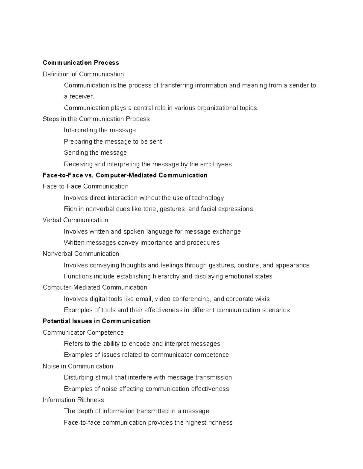 MOS communicaiton lecture - Communication Process Definition of ...