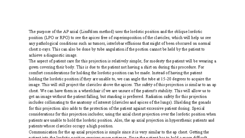 Special Projection Individual - The purpose of the AP axial (Lindblom ...