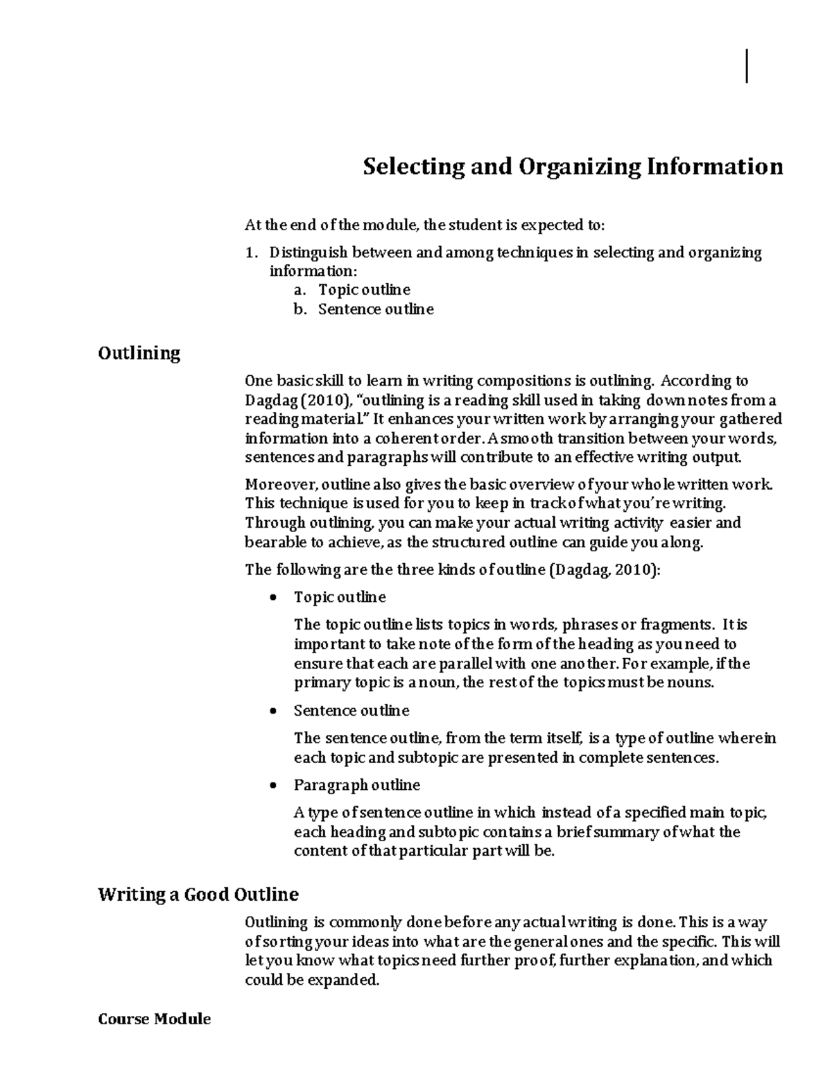 Week 002-Course Module-Selecting And Organizing Information - Course ...