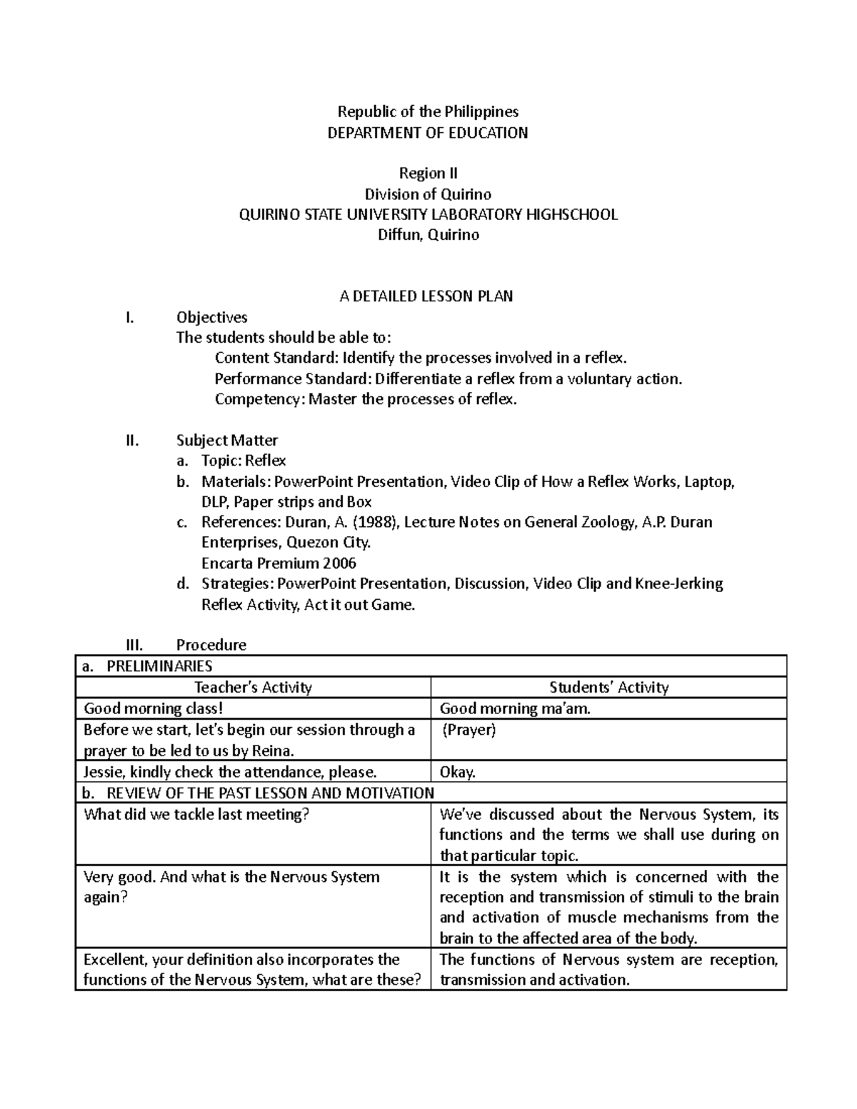 Lesson Plan for Deductive or Inductive - Republic of the Philippines ...
