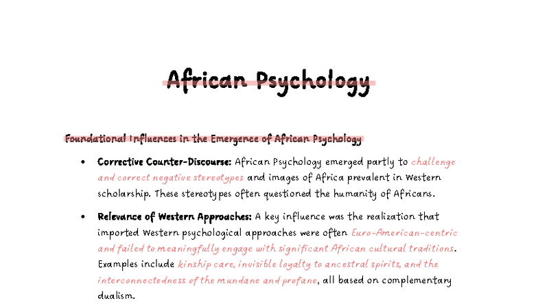 African Psychology (PSY 101): Foundations and Cultural Contexts - Studocu