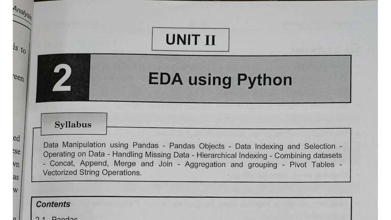 EDA Unit 11: Data Manipulation with Pandas - Ccs346 - Studocu