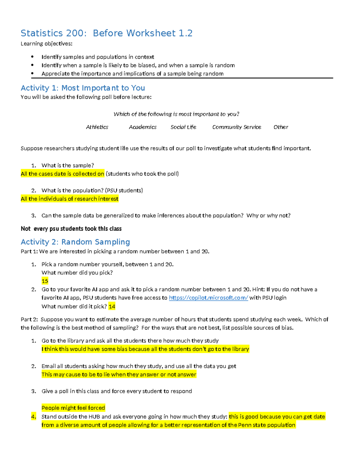 Statistics 200: Understanding Samples, Populations, and Bias in ...