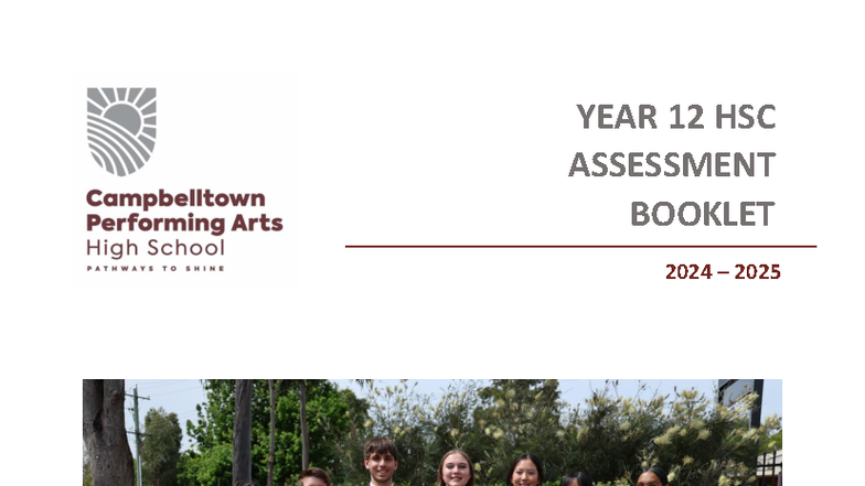 Year 12 Assessment Booklet 2025 - YEAR 12 HSC ASSESSMENT BOOKLET 2024 ...