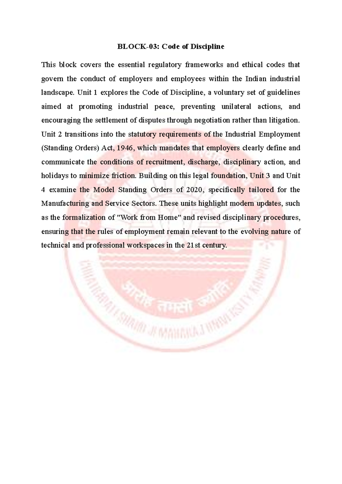 IR Block 3 - Code of Discipline and Industrial Employment Guidelines ...