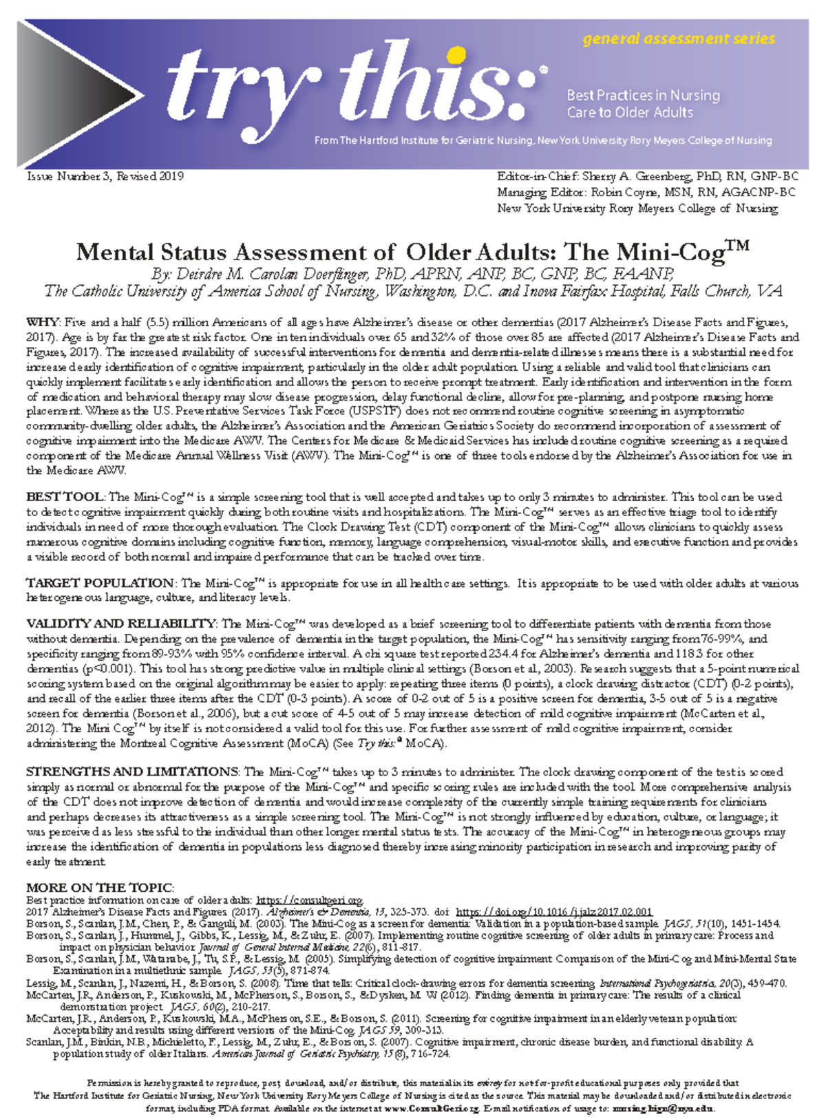 Best Practices in Nursing Care for Older Adults: The Mini-Cog ...