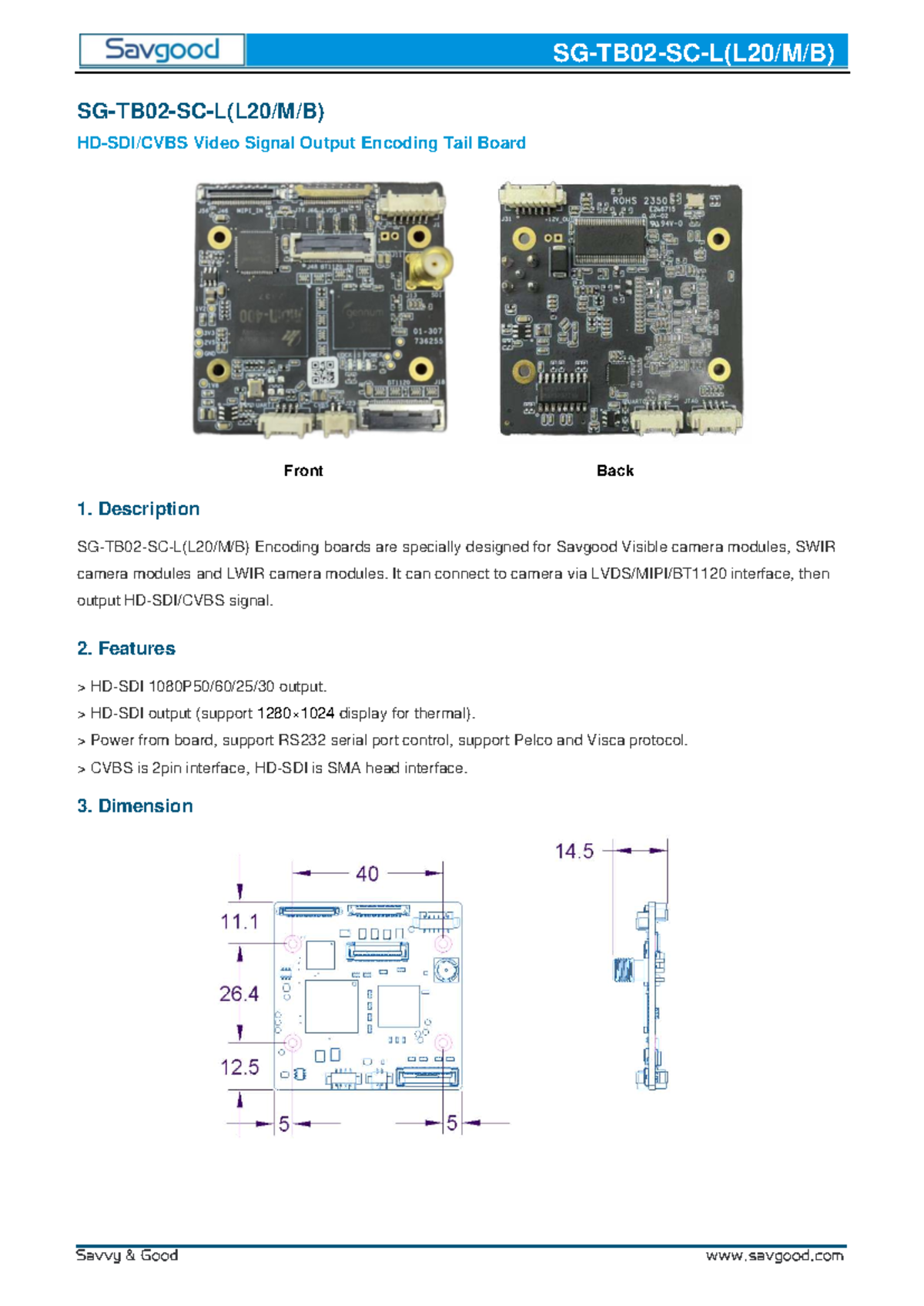 Datasheet for SG-TB02-SC HD-SDI & CVBS Tail Board - Studocu
