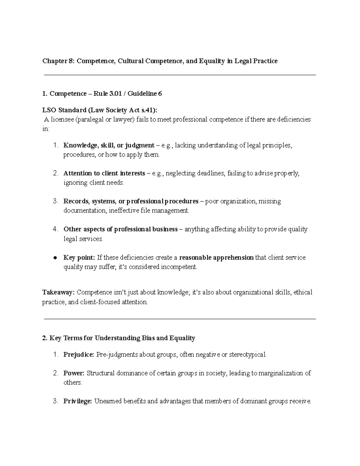 Chapter 8: Competence & Cultural Awareness in Legal Practice - Studocu