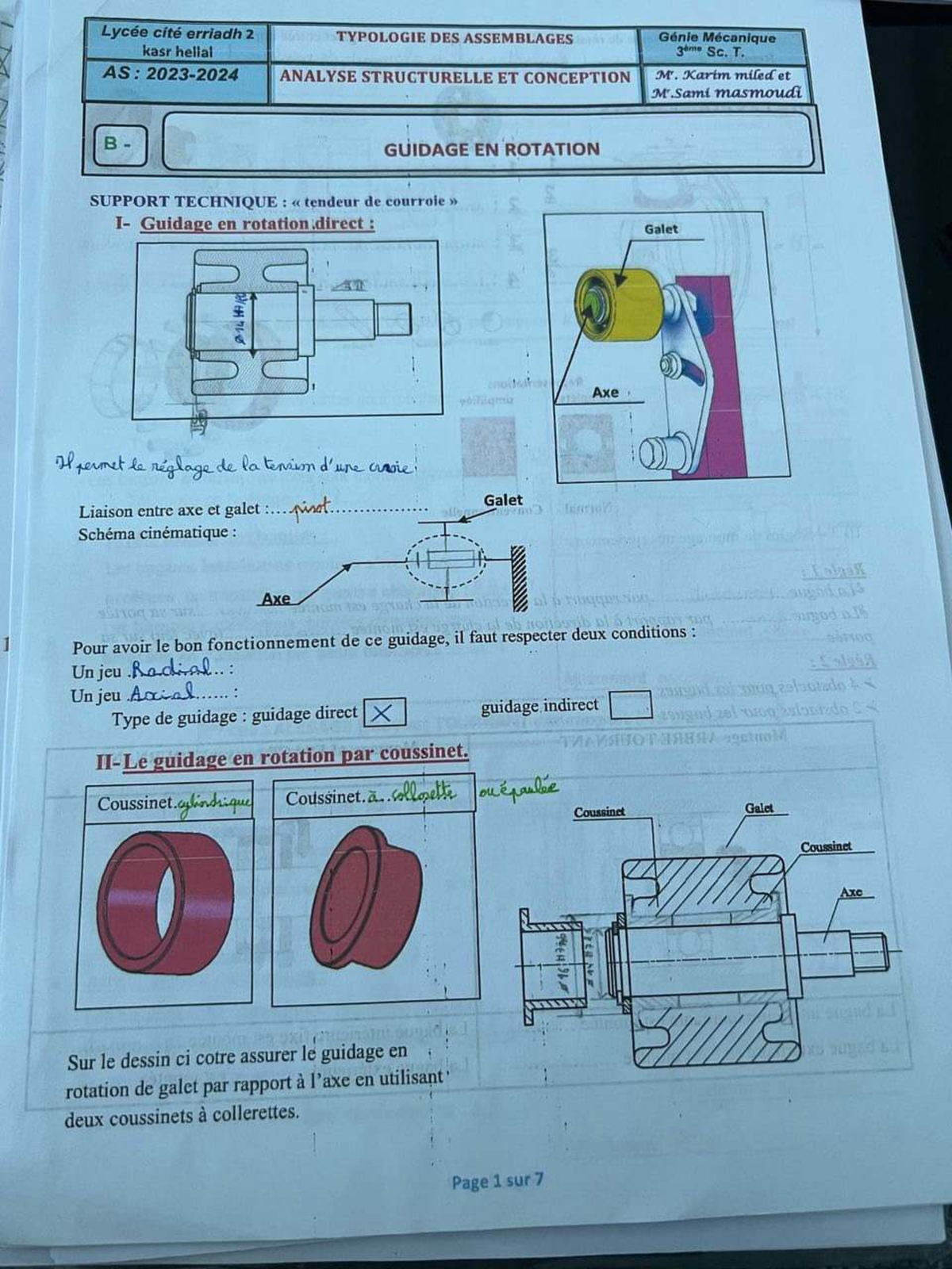 Génie Mécanique 3ᵉ Sc. T : Typologie des Assemblages et Guidage en ...