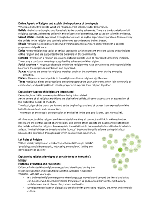 Research R&S 9 aspects of religion - 9 Aspects Of Religion Ritual - A ...