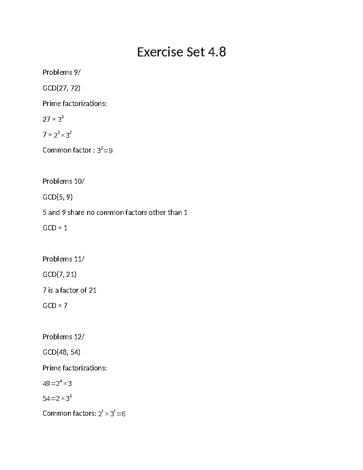 Number Theory Exercise Set Problems: GCD, LCM, and Modulo - Studocu
