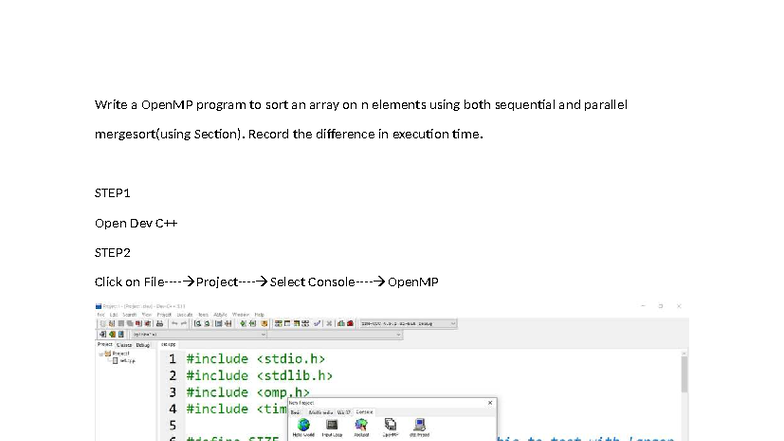 OpenMP Program for Sorting with Sequential & Parallel Mergesort - Studocu