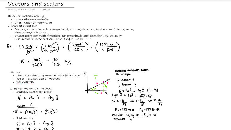 Vectors and Scalars: Key Concepts and Problem-Solving Tips - Studocu