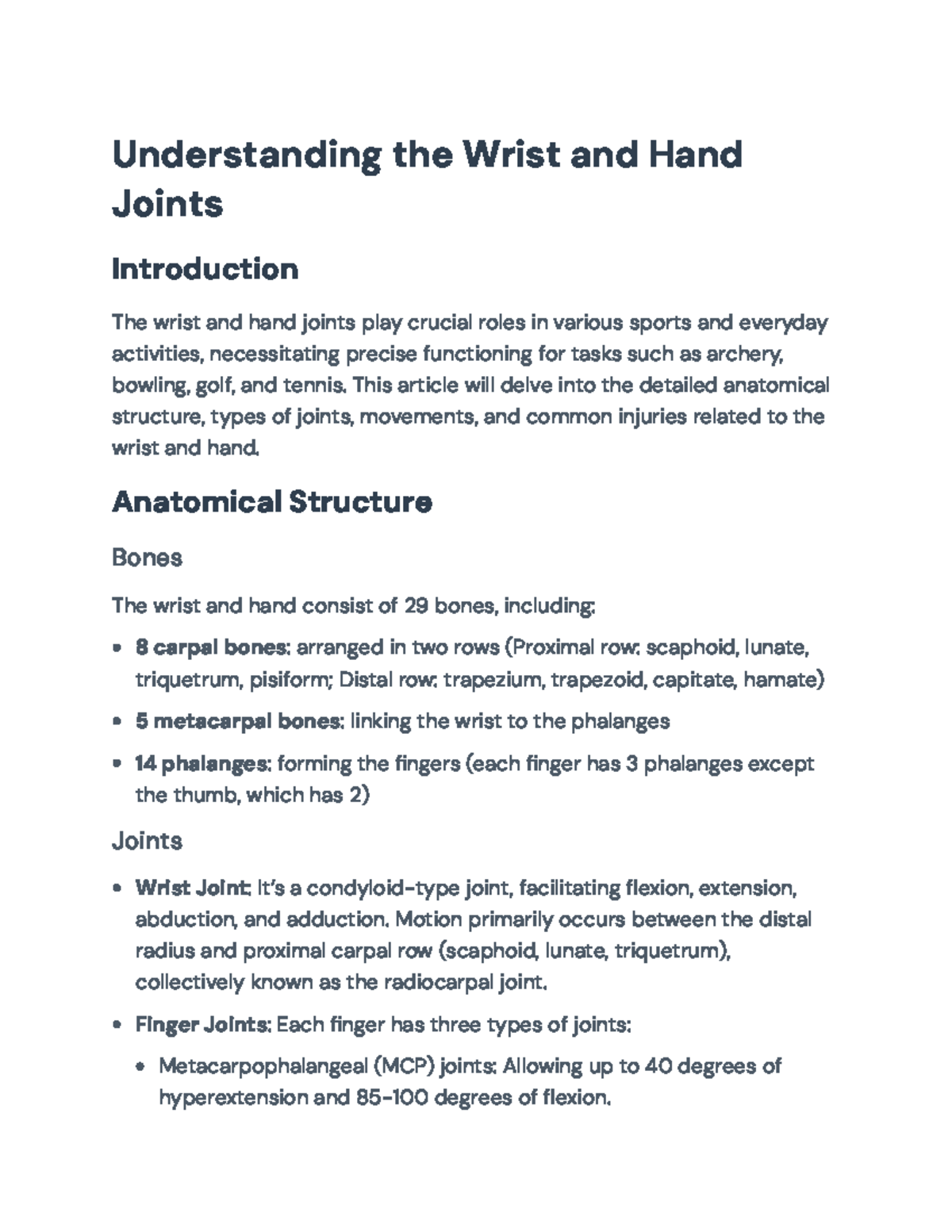 Wrist and Hand Anatomy: Joints, Movements & Common Injuries ...
