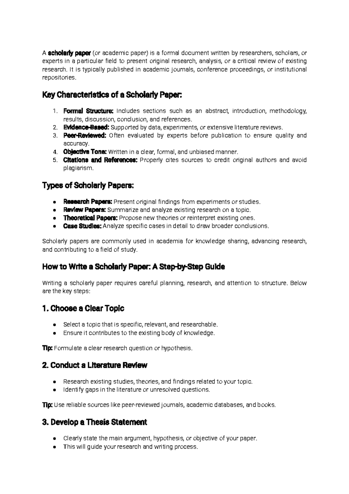 Scholar Paper Writing Guide - Lecture Notes - Studocu