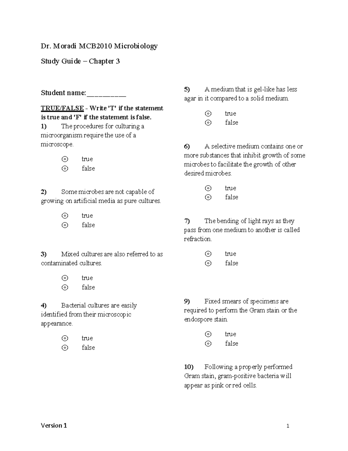 MCB2010 Microbiology Study Guide: Chapter 3 Exam Prep - Studocu
