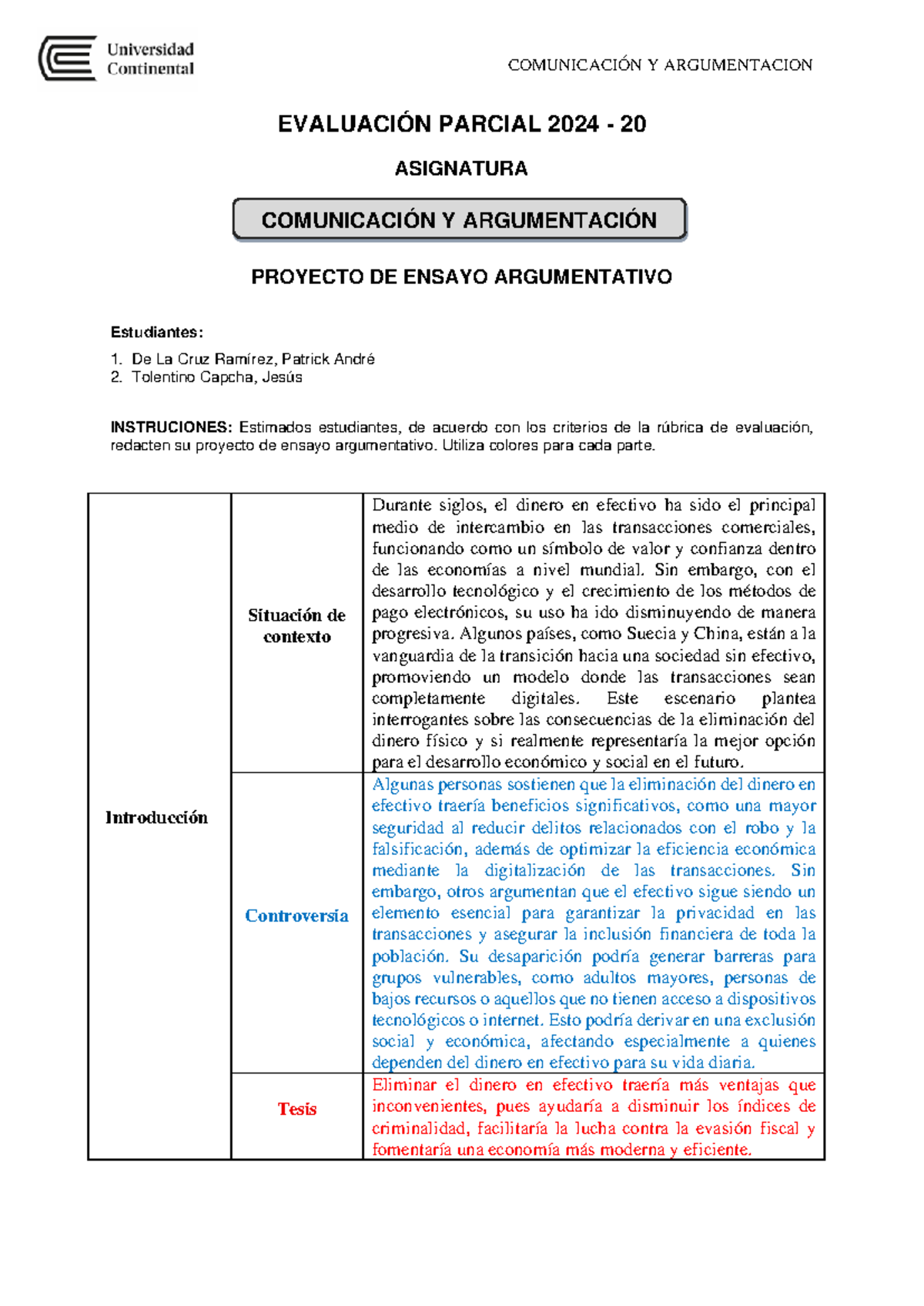 Formato - Redacción del proyecto de ensayo - COMUNICACIÓN Y ...