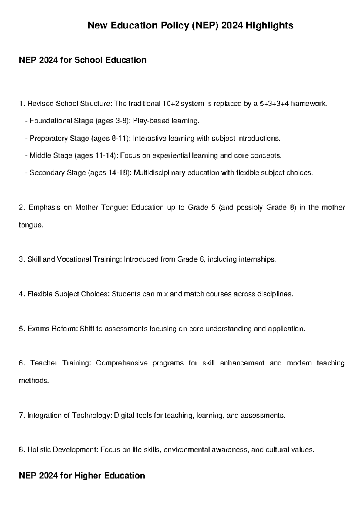 NEP 2024 Highlights - NEP guidelines - New Education Policy (NEP) 2024 ...