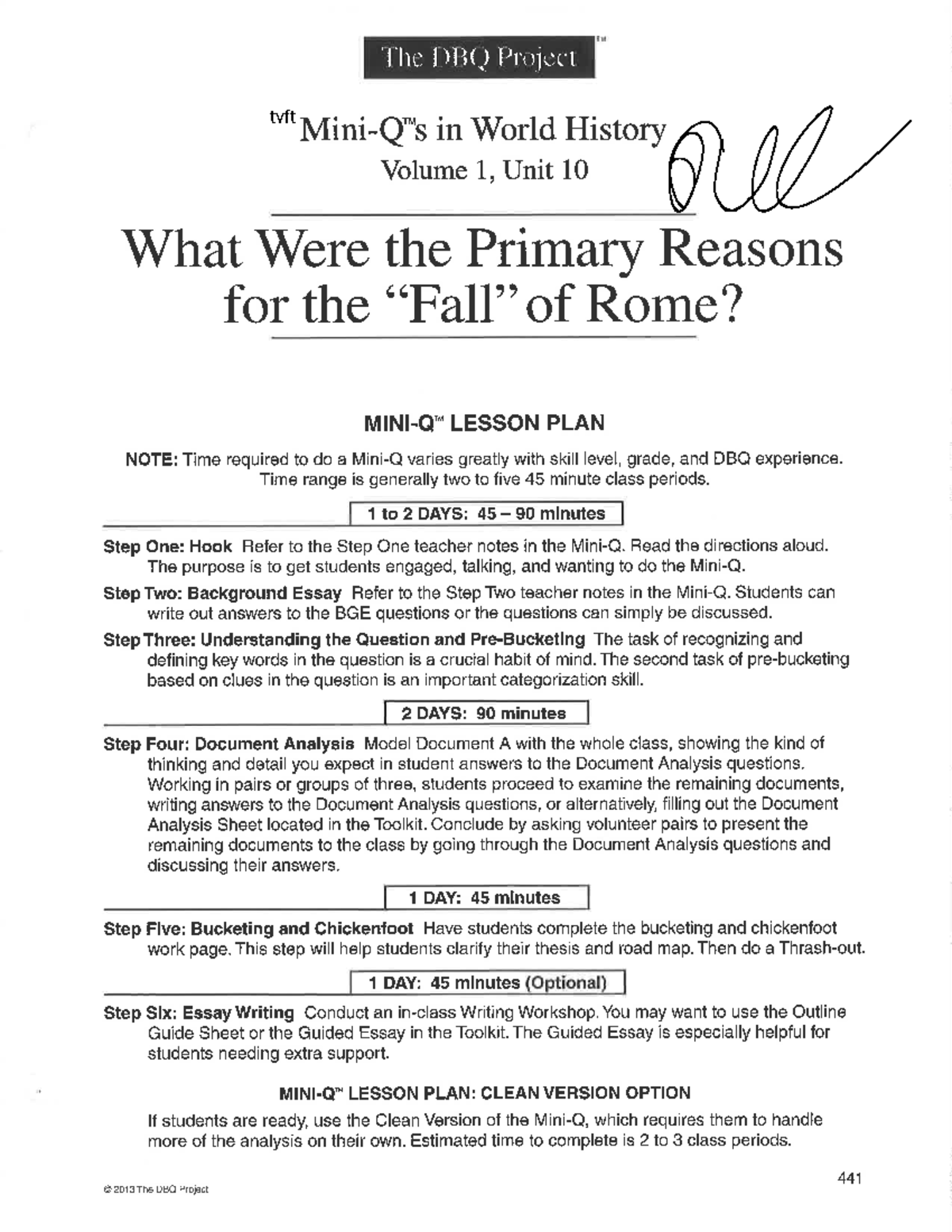 TM The DBQ Project: Unit 10 - Analyzing the Fall of Rome - Studocu