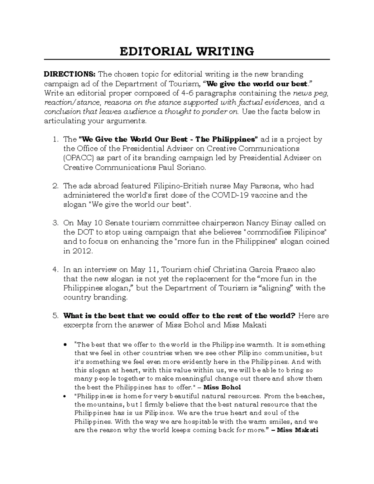Lesson- Exemplar-6 Q1 Week1 - PILOT IMPLEMENTATION OF THE MATATAG K TO 10 CURRICULUM Week 1 ...