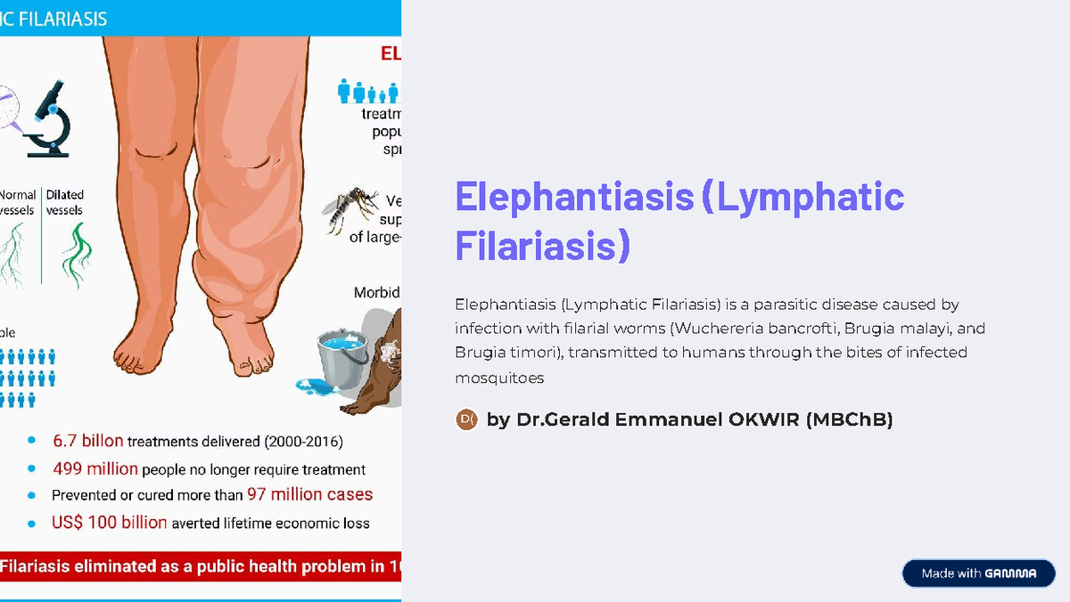 Elephantiasis (Lymphatic Filariasis) Overview and Management - Studocu