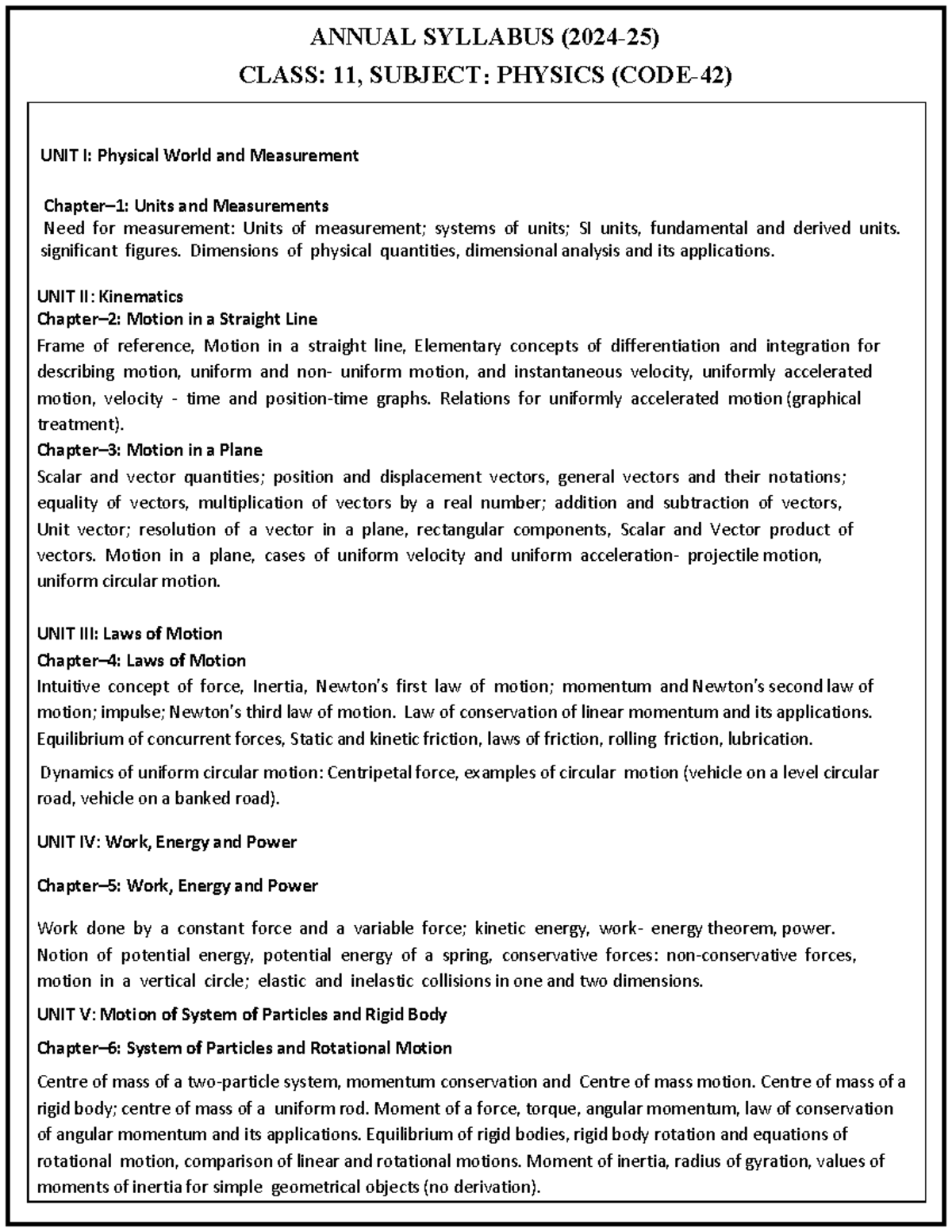 Physics (Code-42) Mid Term Syllabus & Revision Notes (2024-25) - Studocu
