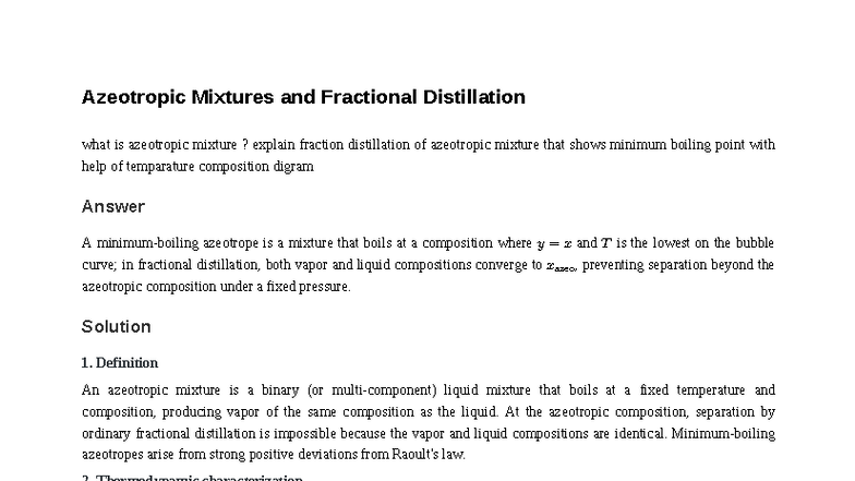 GPAI-20251110-Tsk: Azeotropic Mixtures & Fractional Distillation ...