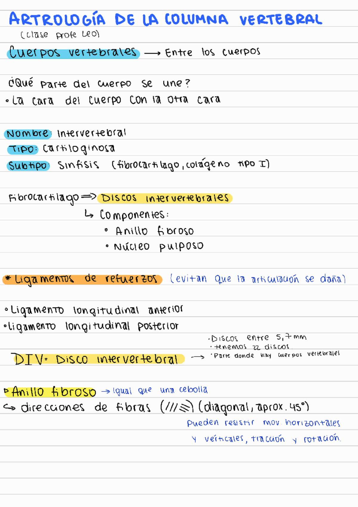 ART 101: Artrología de la Columna Vertebral - Notas de Clase - Studocu