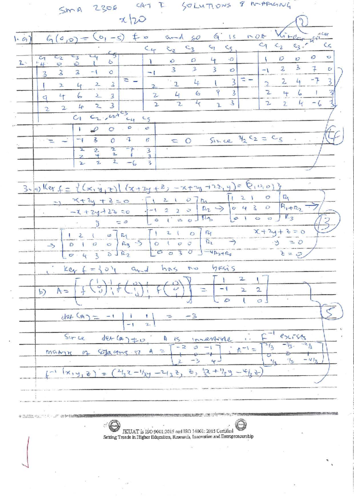 SMA 2306 CAT I Solutions and Explanations - Studocu